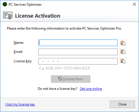 PC Services Optimizer - License Management