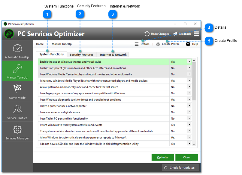 PC Services Optimizer - Manual TuneUp