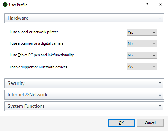 PC Services Optimizer - User Profile